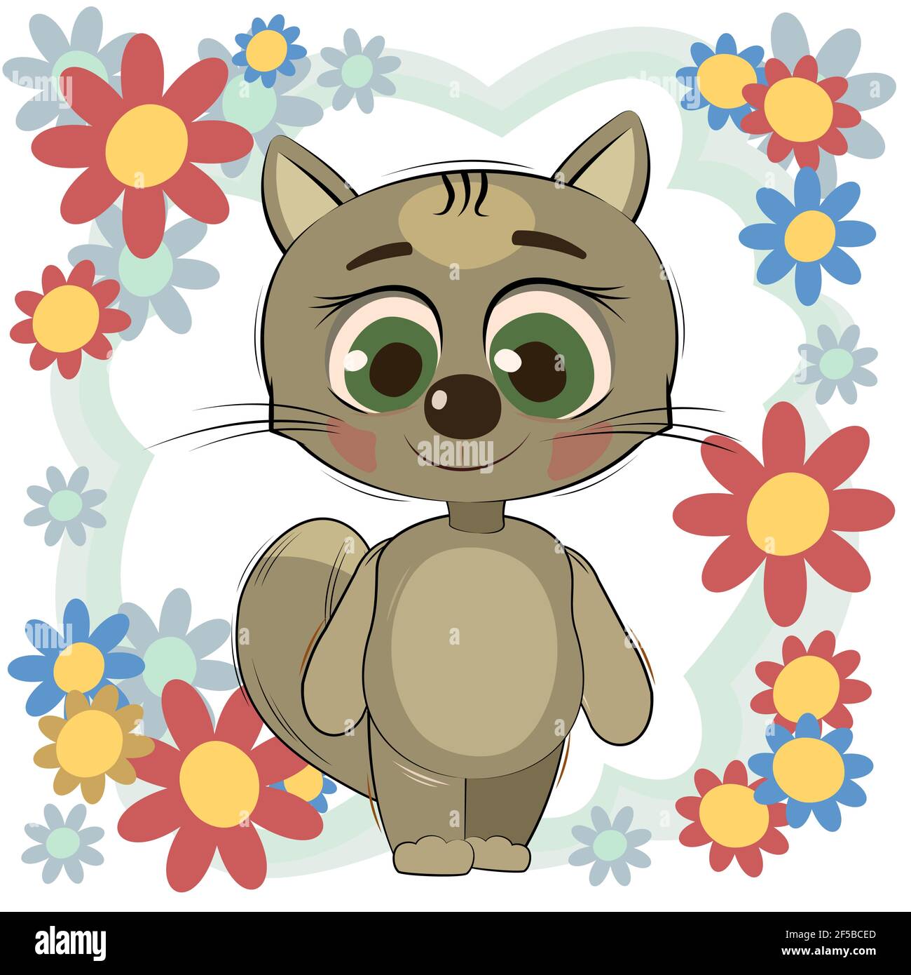 Little cub kitten. Cat. Isolated object on a white background. Cheerful ...