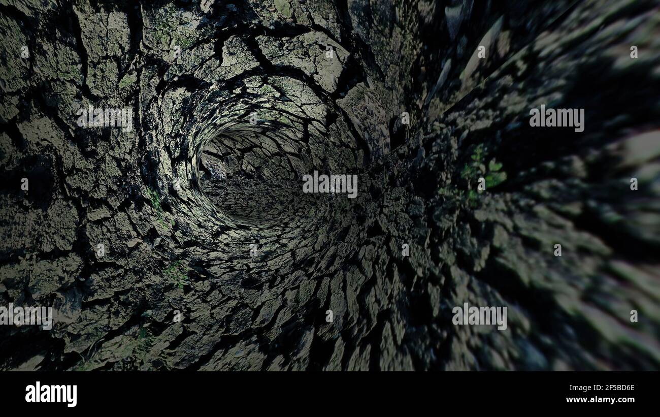 Falling Into A Deep Hole with cracks Stock Photo - Alamy