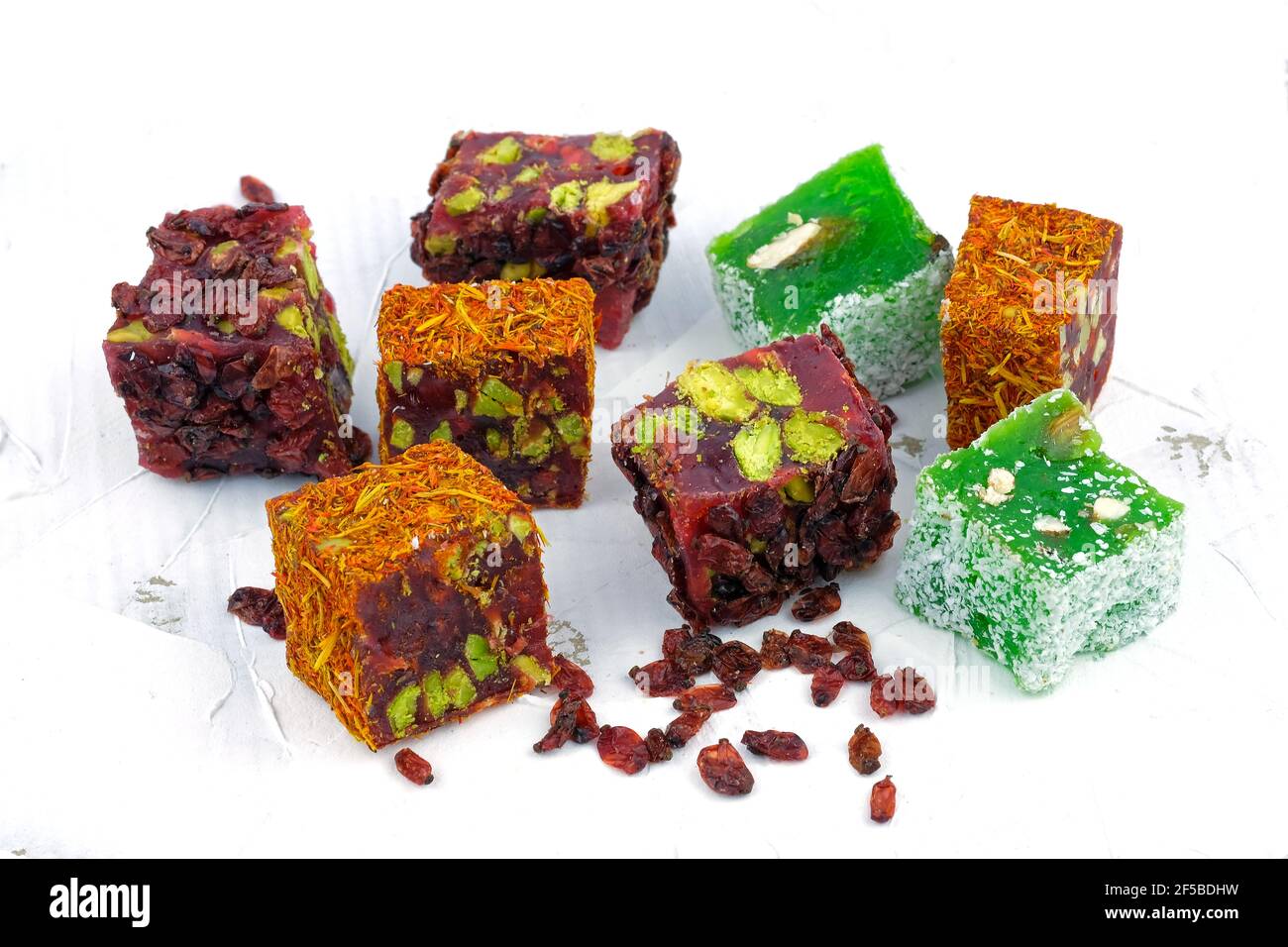 Turkish delight pomegranate with pistachios, covered with barberry ...