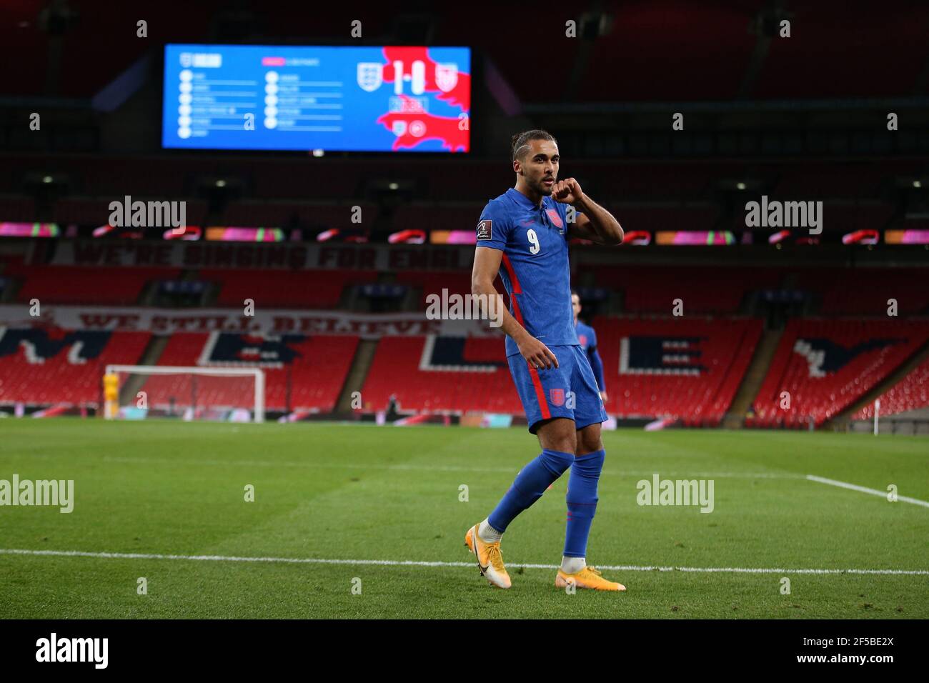 London, UK. 25th Mar, 2021. Dominic Calvert-Lewin of England celebrates ...