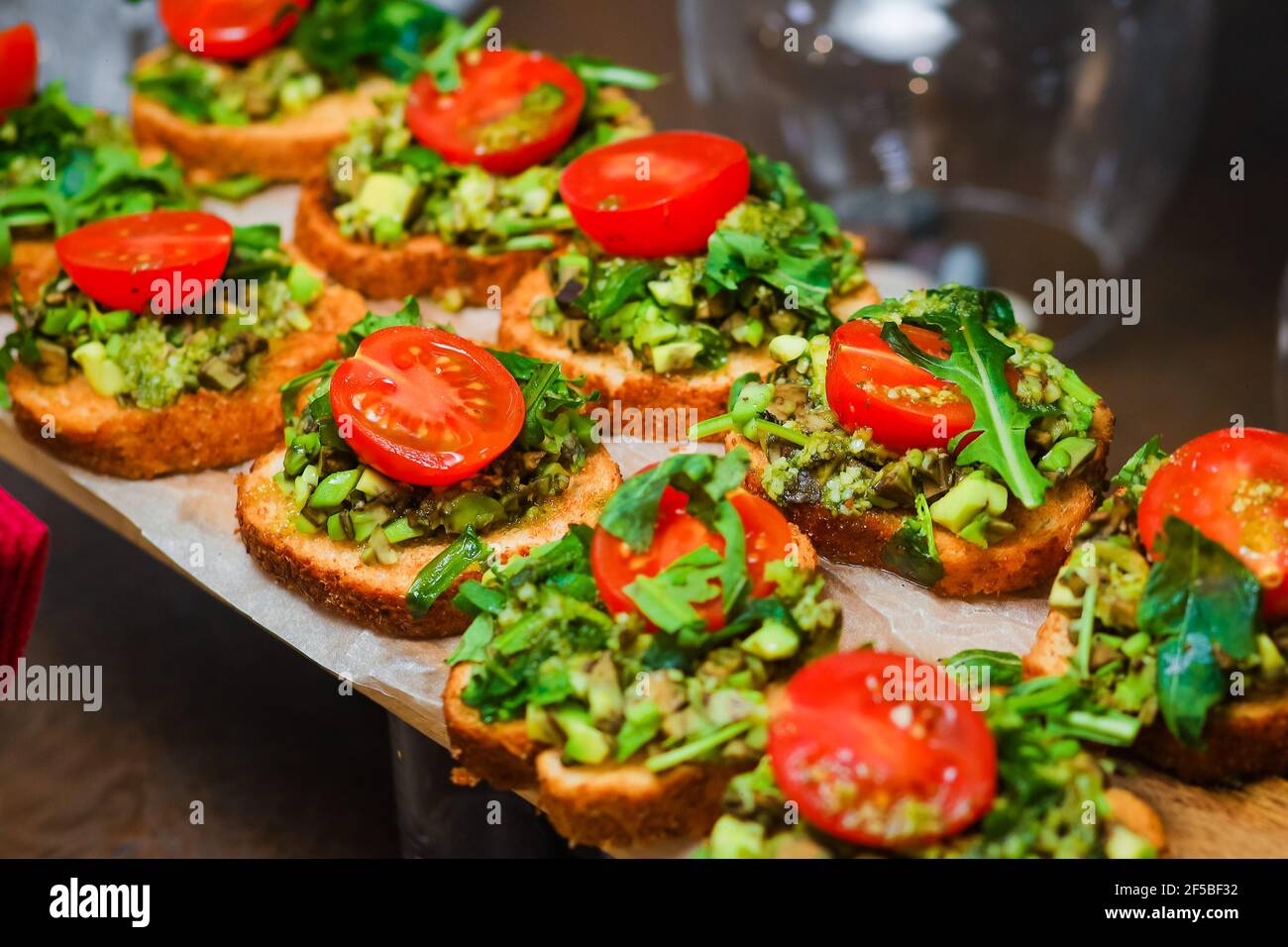 Catering service. Table with snacks food at event Stock Photo - Alamy