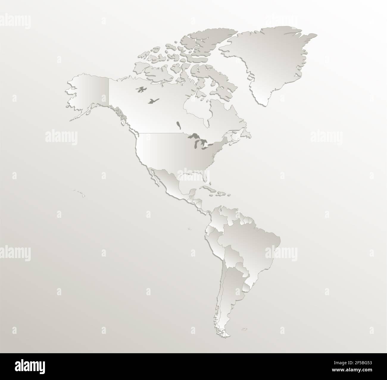America map, individual states and islands, card paper 3D natural blank ...