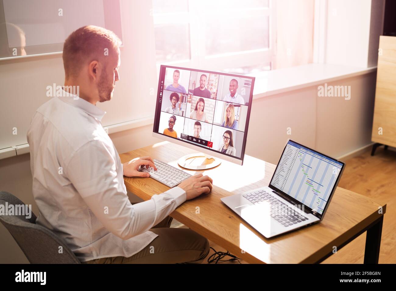 Virtual Business Presentation Or Videoconferencing On Computer Screen ...