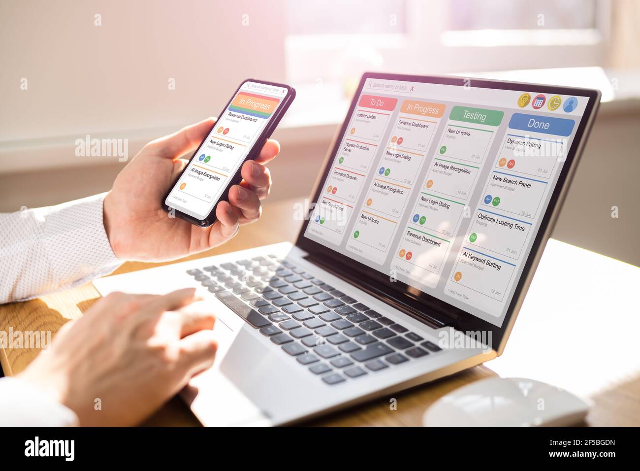 Kanban Scrum Schedule Board Plan App On Management Tablet Stock Photo ...