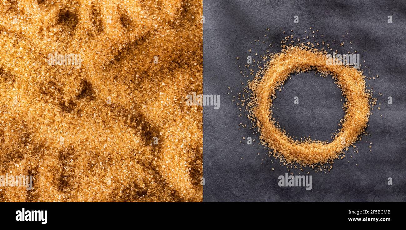Brown sugar, granulated sucrose obtained from sugar cane Stock Photo ...