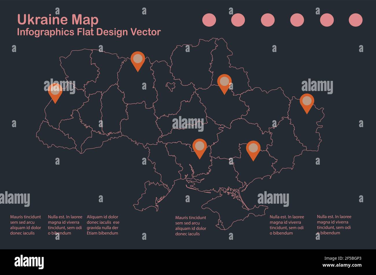 Infographics Ukraine map outline, flat design, color blue orange vector ...