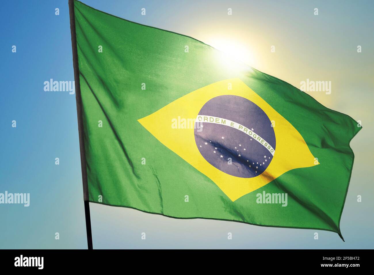 Brazilian flag waving in wind hi-res stock photography and images - Alamy