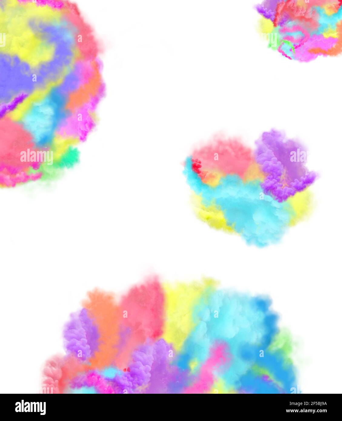 Explosion of colored smoke cloud. Rainbow smoke isolated on white ...