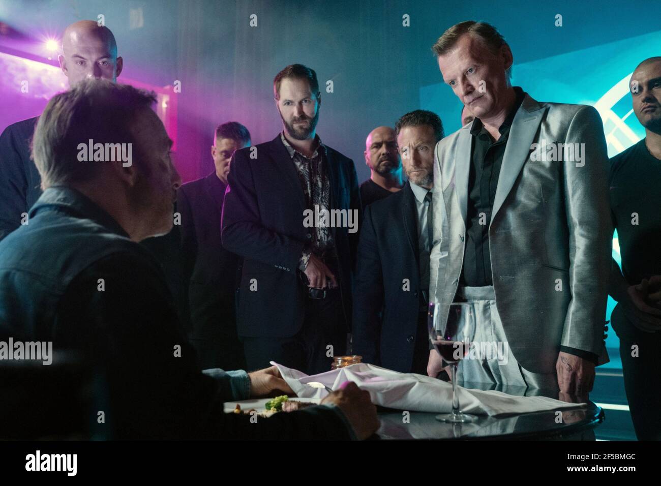 NOBODY, Bob Odenkirk (sitting), Neil Davison (beard, center of frame ...