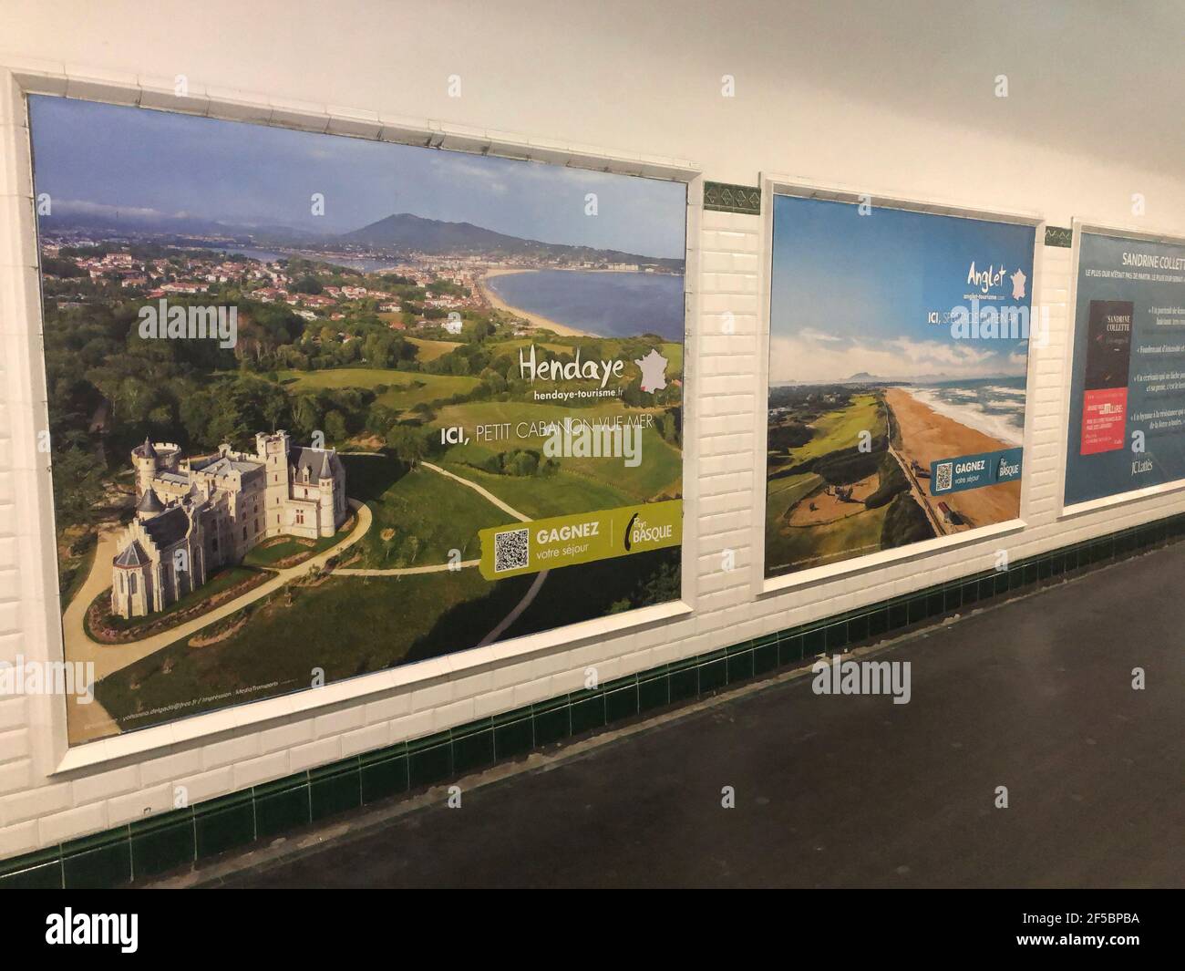 Paris, France, Paris Metro Hallway with French Travel Advertising ...