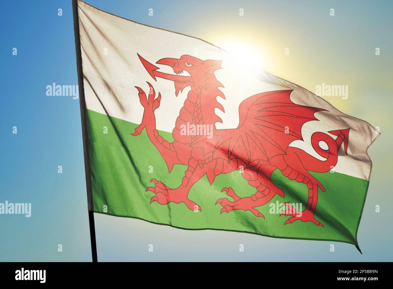 Welsh flag flying in the wind hi-res stock photography and images - Alamy