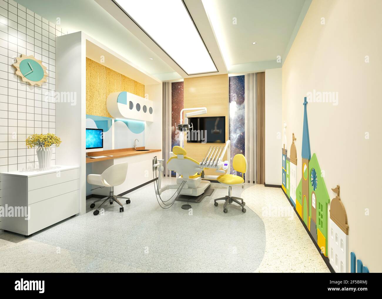 3d render of dentist office. treatment room Stock Photo - Alamy