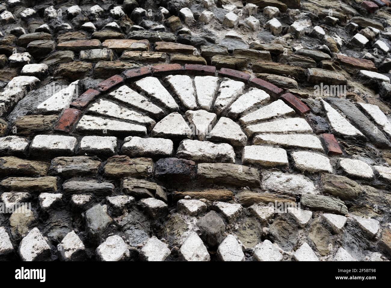 details with decorations of a historical roman wall in the old town of ...