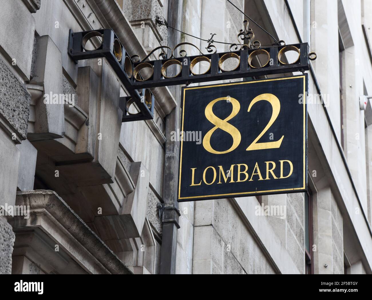 Outdoor sign of 82 Lombard Street in central London, Lombard Street ...
