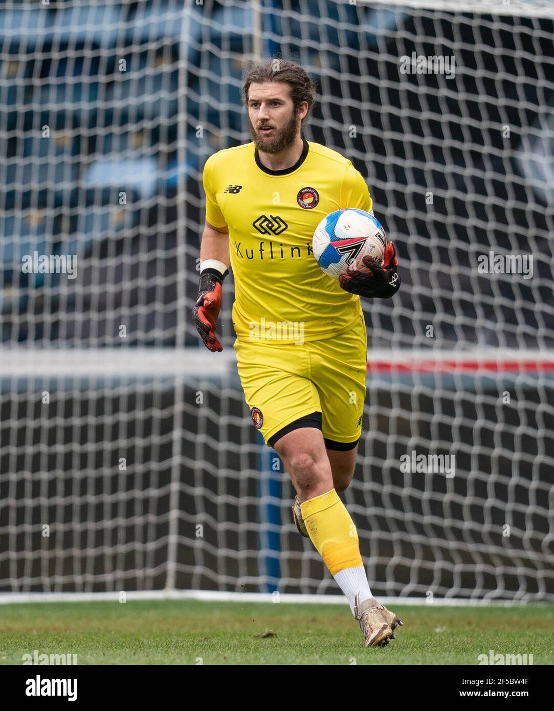 High Wycombe, UK. 25th Mar, 2021. Goalkeeper Jordan Holmes of Ebbsfleet ...