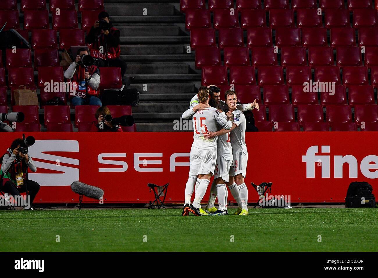 GRANADA, SPAIN - MARCH 25: Goal by Alvaro Morata of Spain during the ...