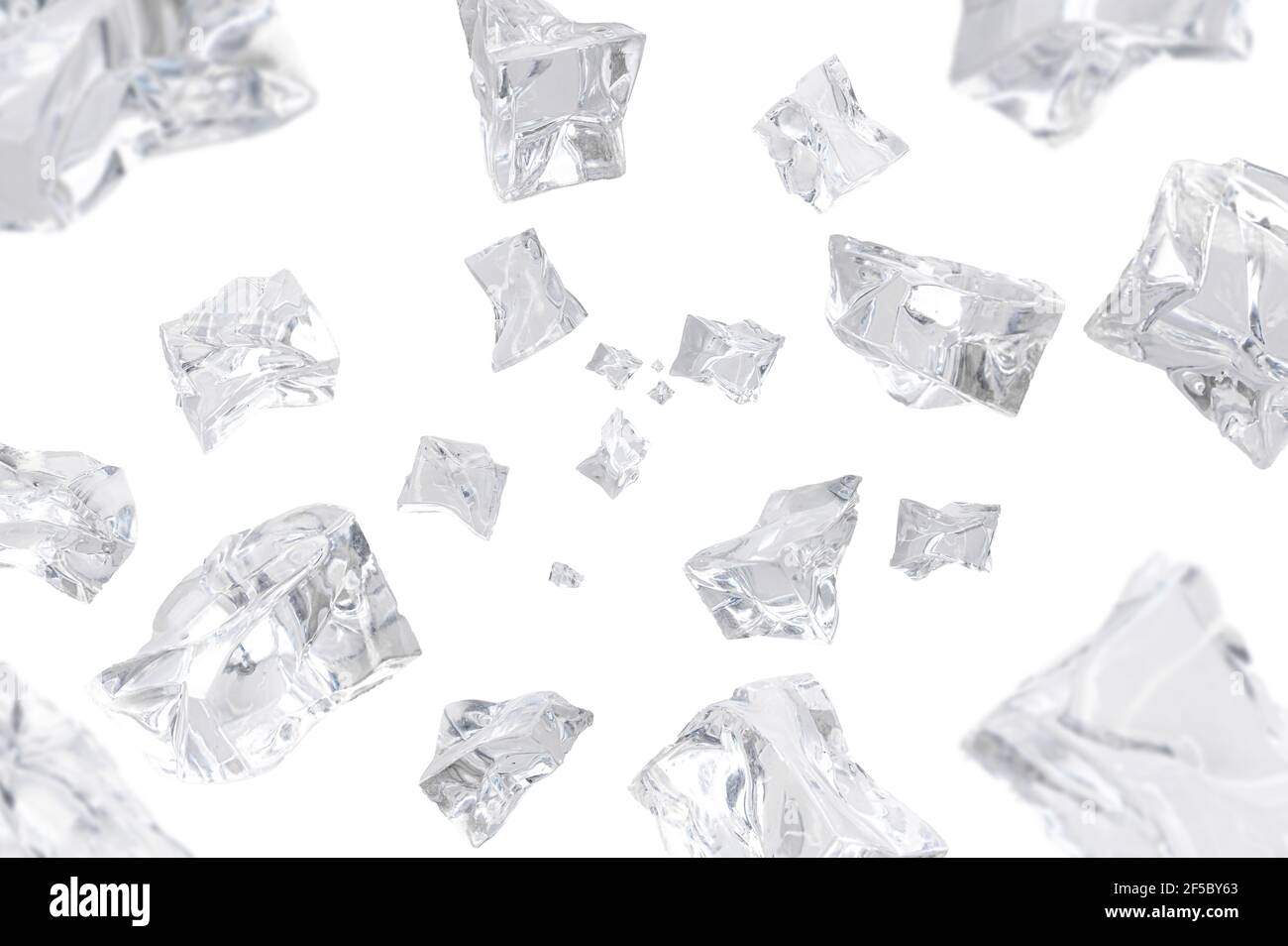 Collection of real Ice cubes falling on white background. Concept for ...