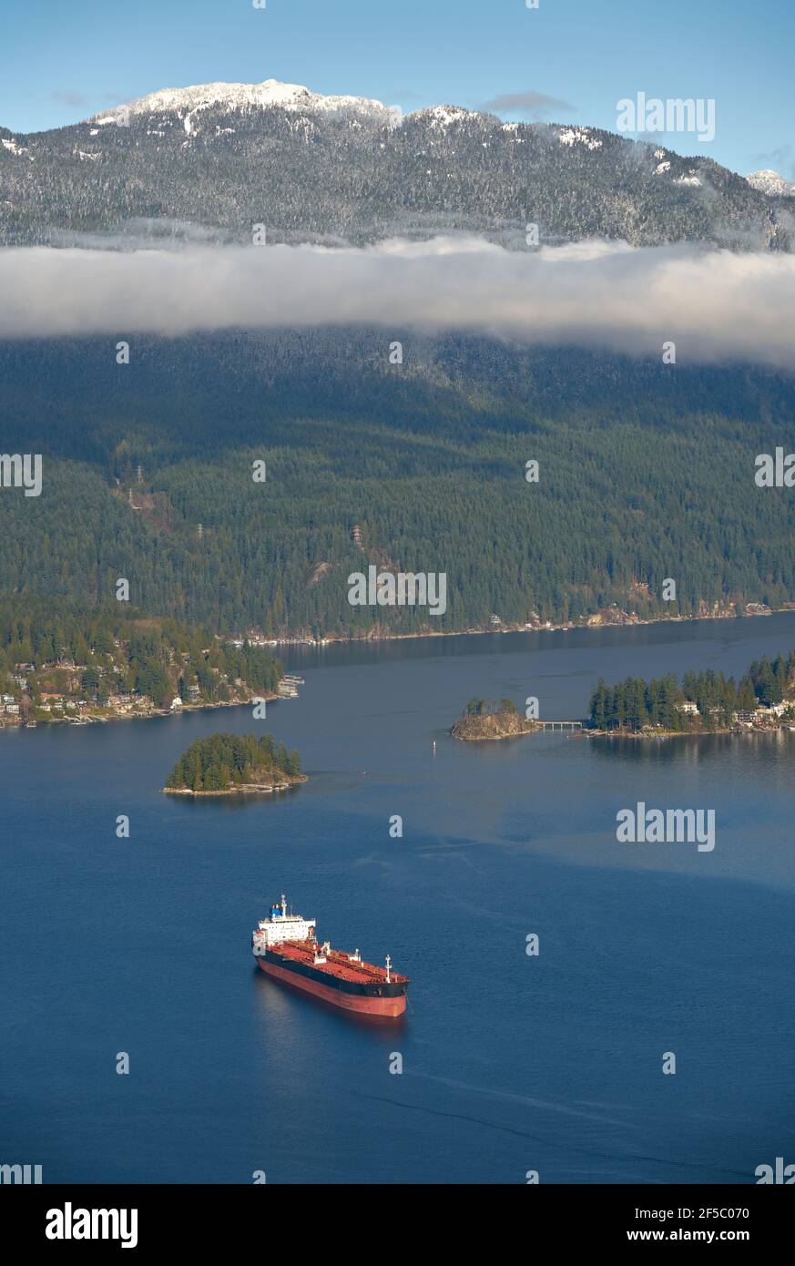 Oil Tanker Burrard Inlet. An oil tanker anchored in Burrard Inlet ...