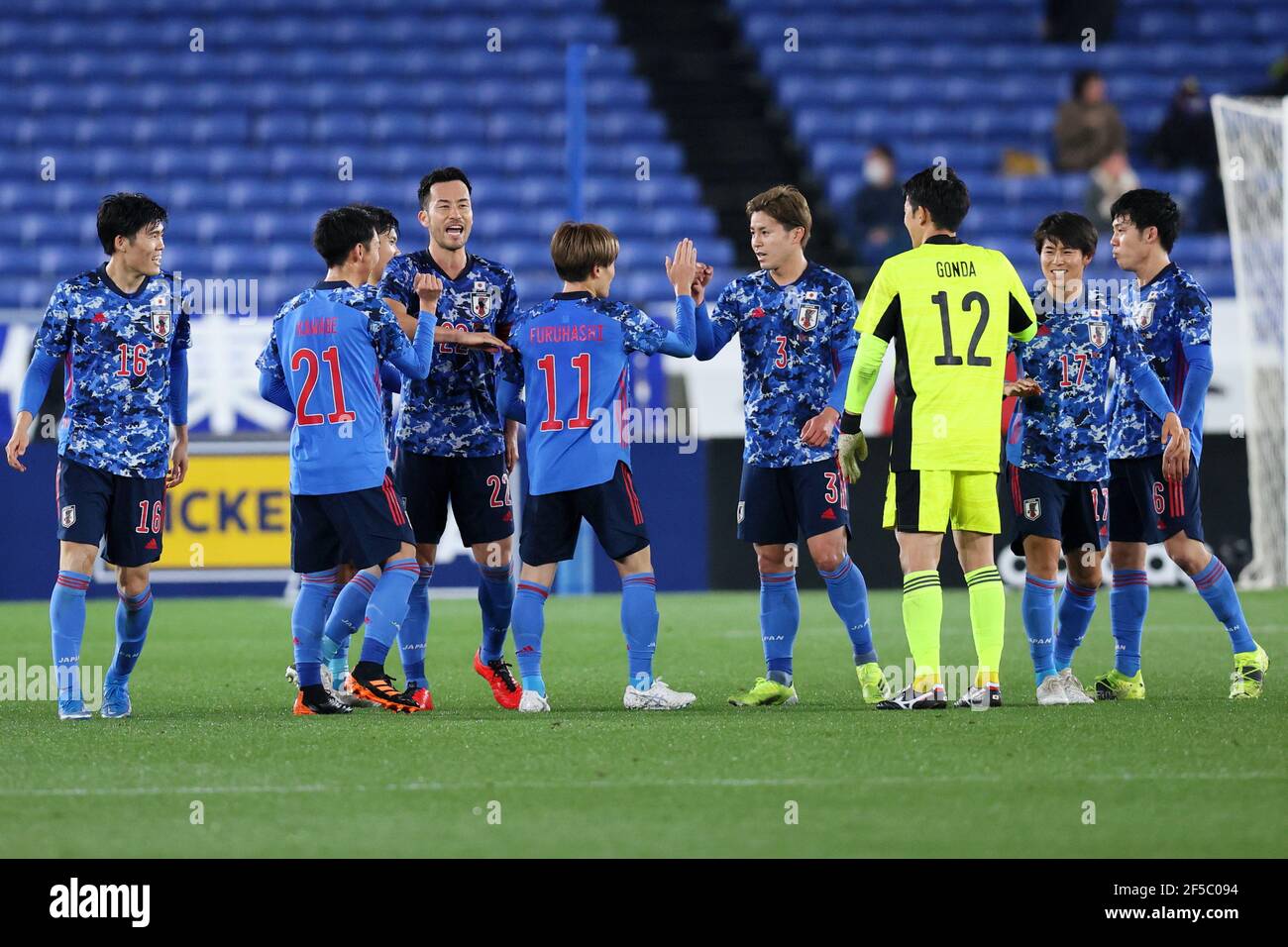 Kanagawa, Japan. 25th Mar, 2021. Japan team group (JPN) Football/Soccer ...