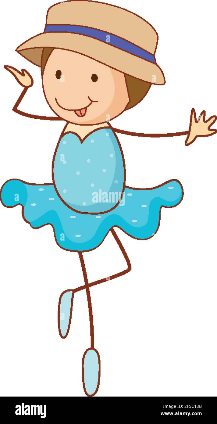 A doodle ballet dancer cartoon character isolated illustration Stock ...