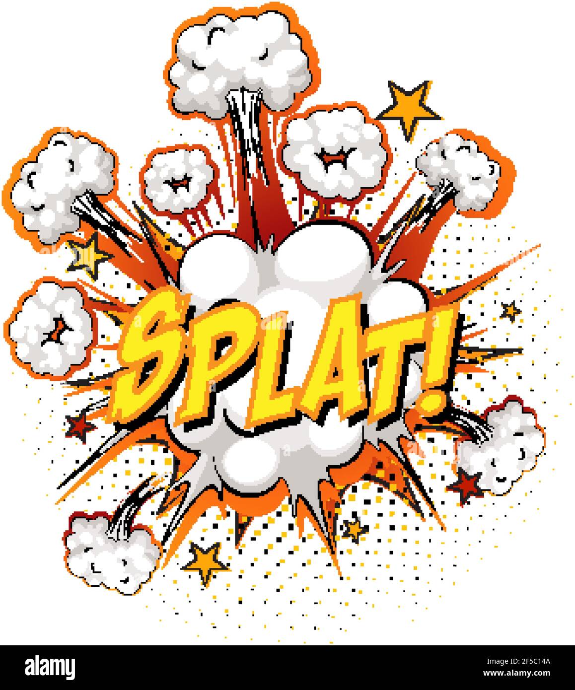 SPLAT text on comic cloud explosion isolated on white background ...