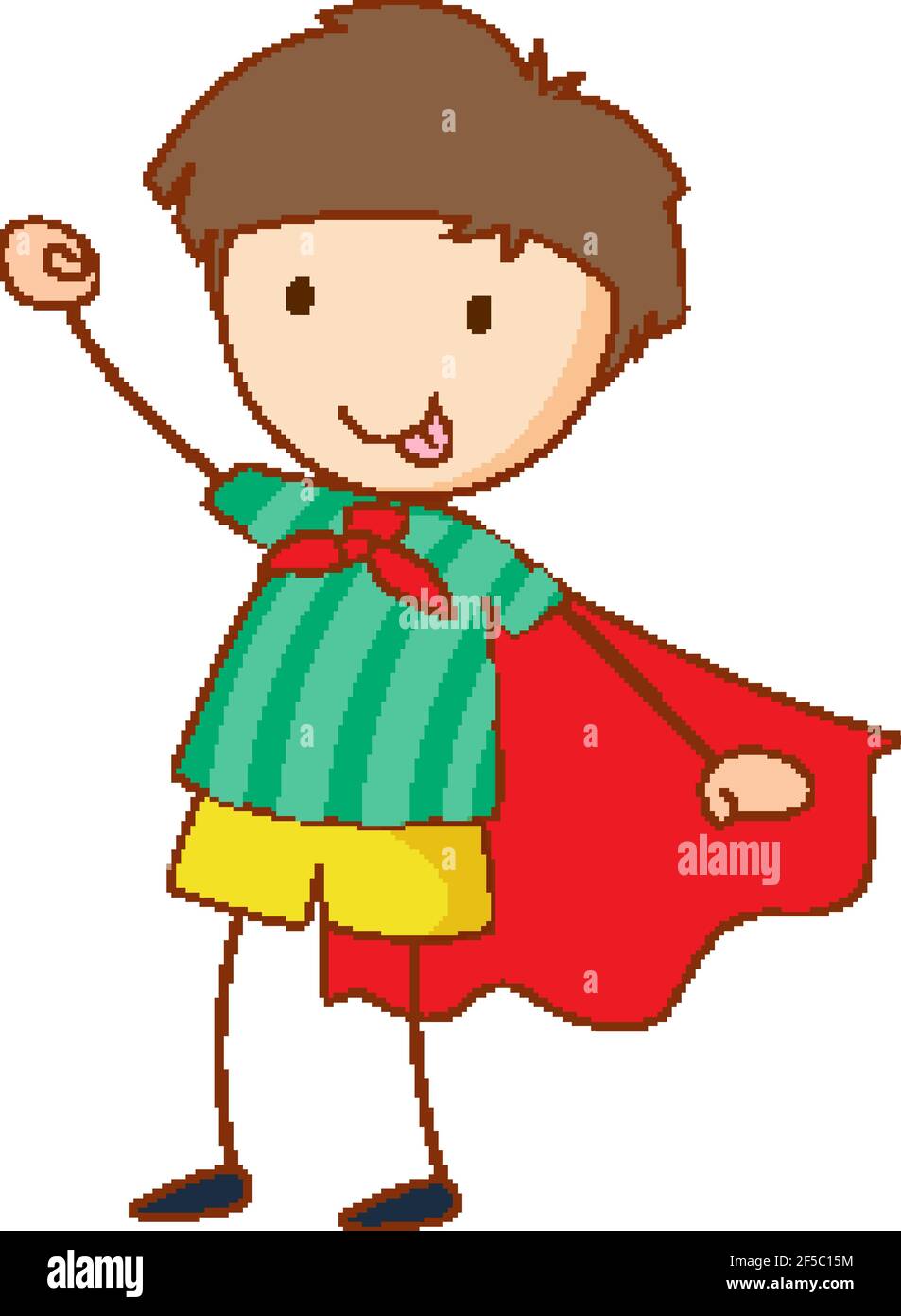 Super hero boy cartoon character in hand drawn doodle style isolate ...
