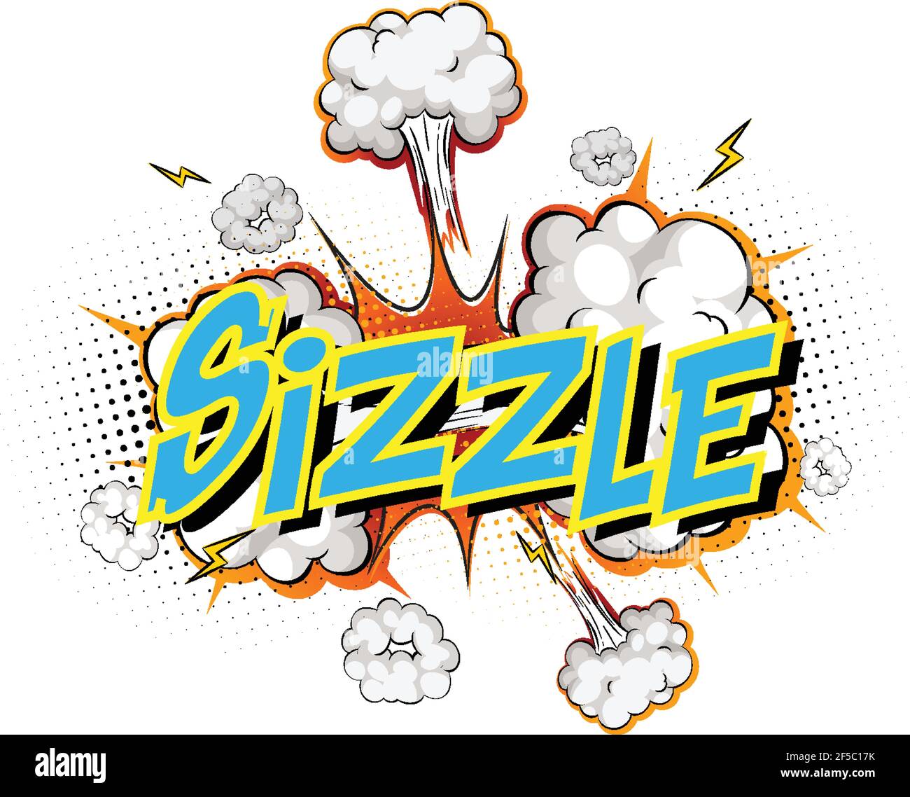 Word Sizzle on comic cloud explosion background illustration Stock ...