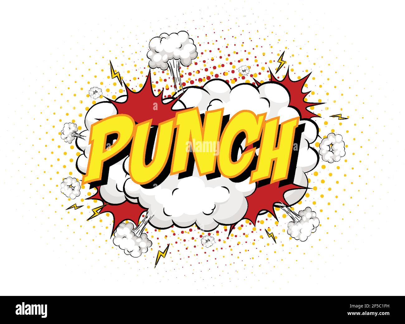 Word Punch on comic cloud explosion background illustration Stock ...