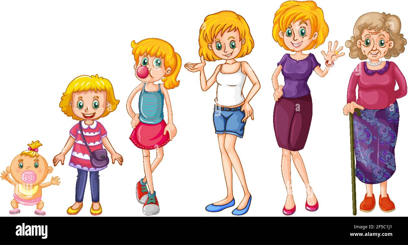 Steps of female growing up illustration Stock Vector Image & Art - Alamy
