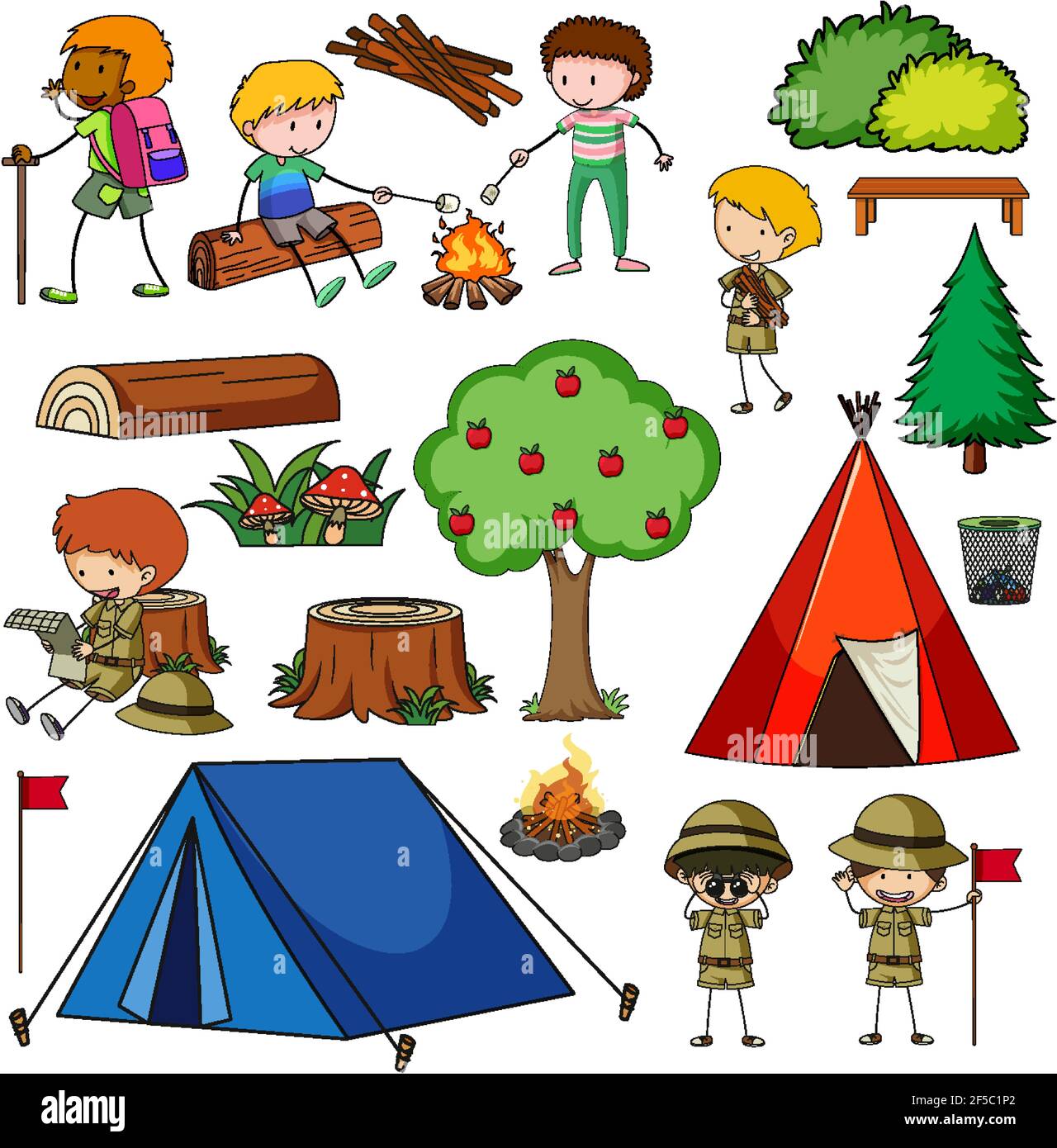 Set of camping objects isolated illustration Stock Vector Image & Art ...