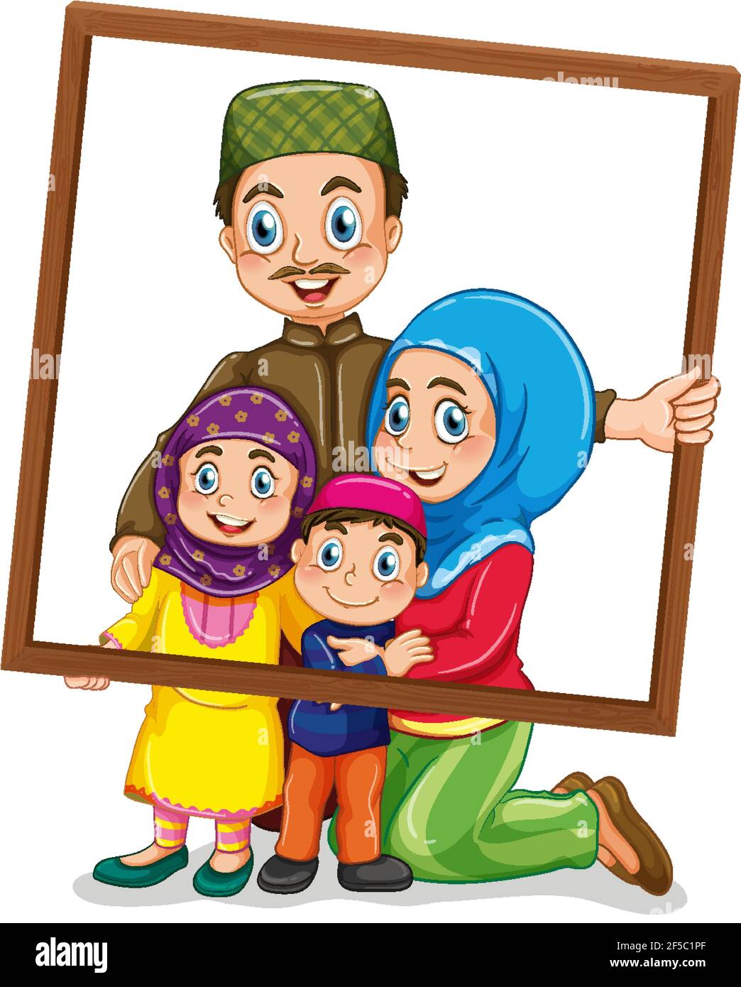Happy family member holding photo frame illustration Stock Vector Image ...