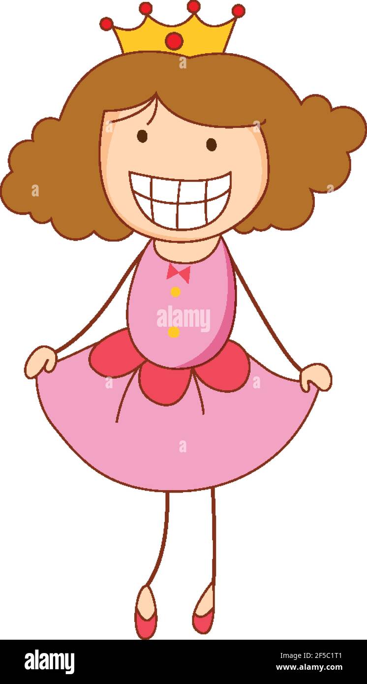 A doodle princess cartoon character isolated illustration Stock Vector ...
