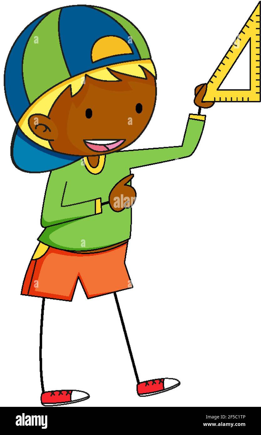 Cute boy doodle cartoon character isolated illustration Stock Vector ...