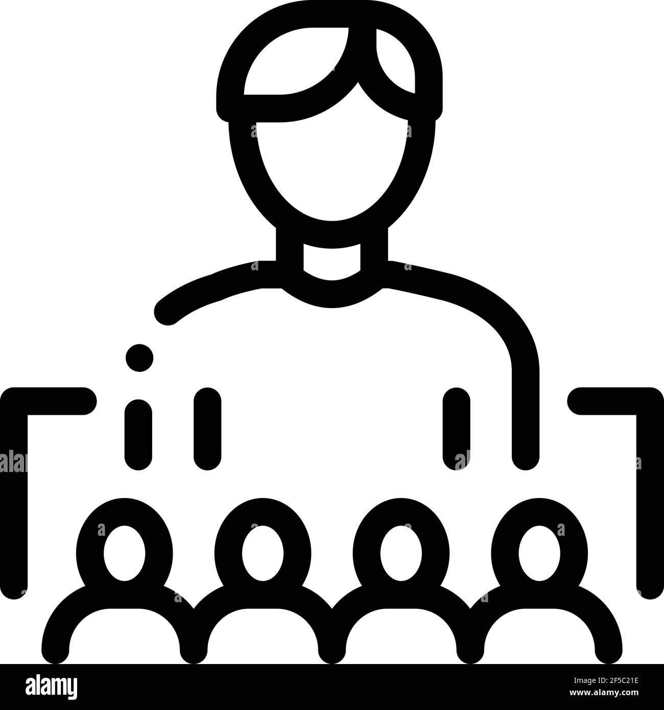 working in team or leadership of administrator line icon vector ...