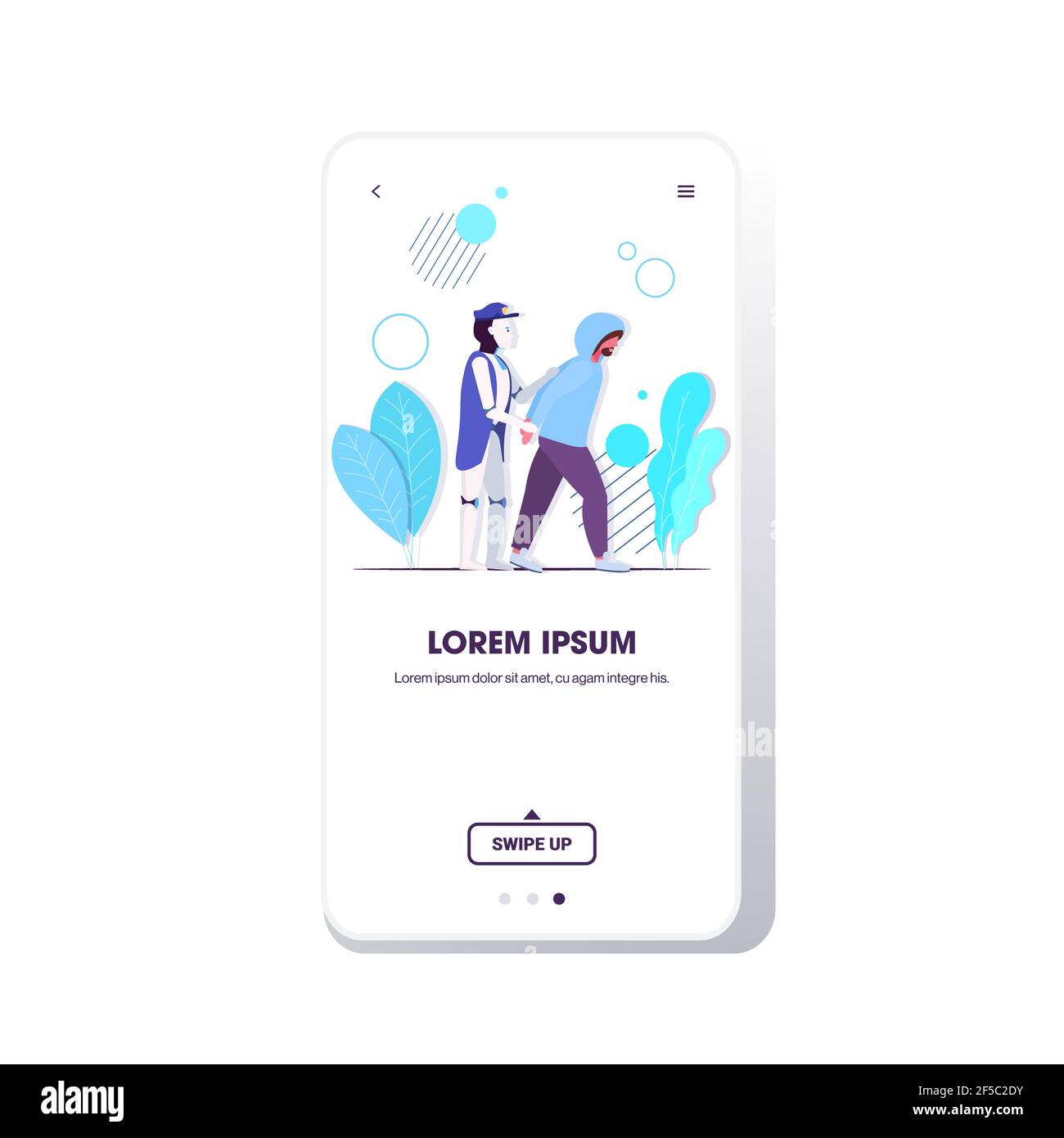 robot policeman holding caught suspect thief artificial intelligence ...