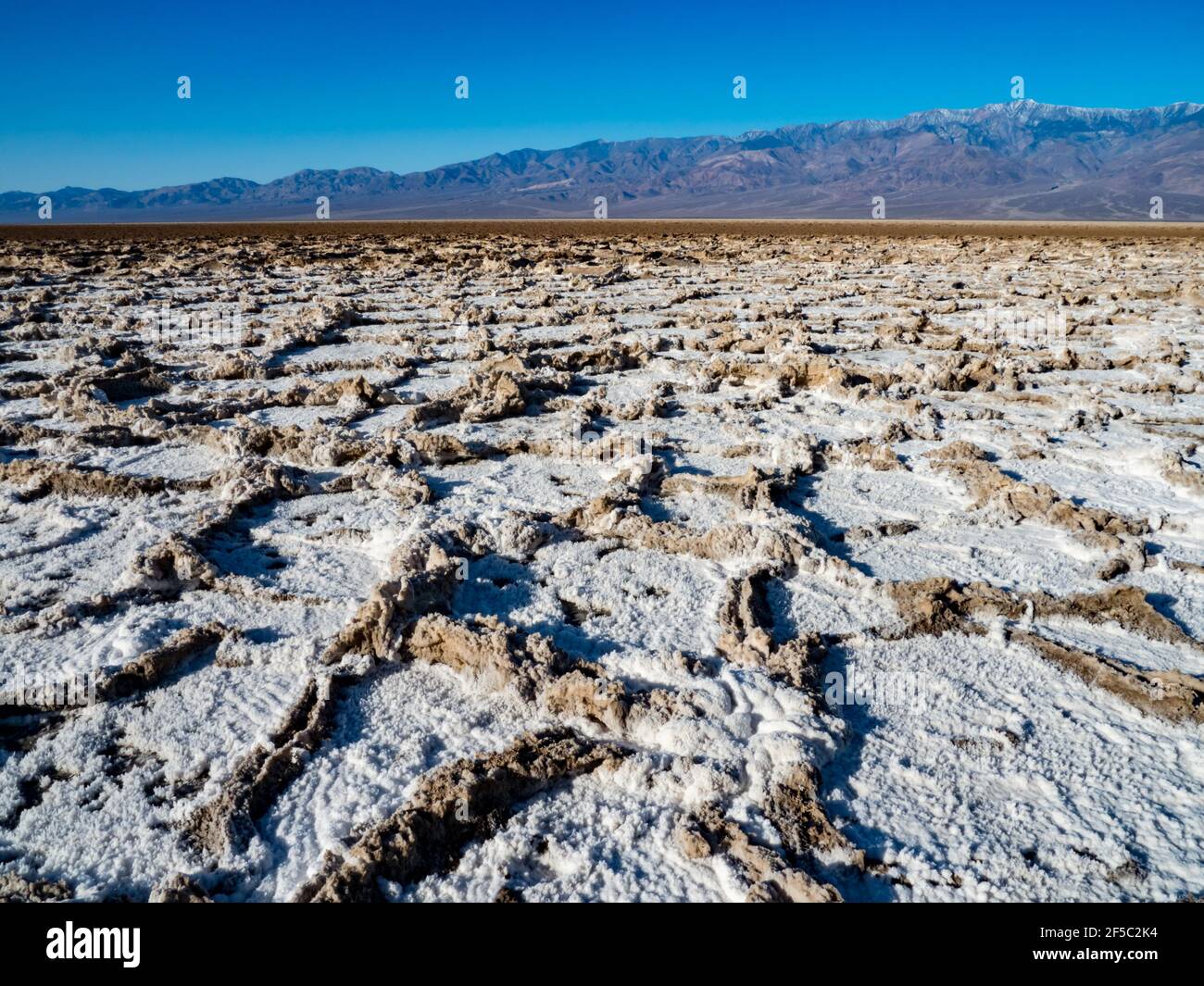 The salt flats at Badwater basin, the lowest point in the USA at Death ...