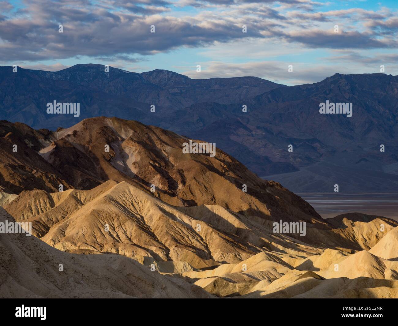 The stunning scenery of the badlands region near Zabriskie point in ...