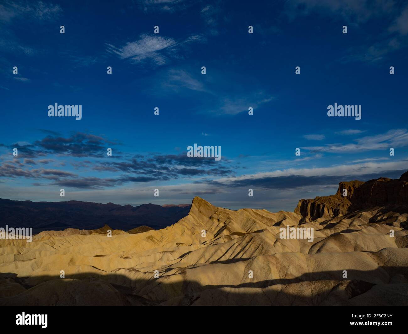 The stunning scenery of the badlands region near Zabriskie point in ...