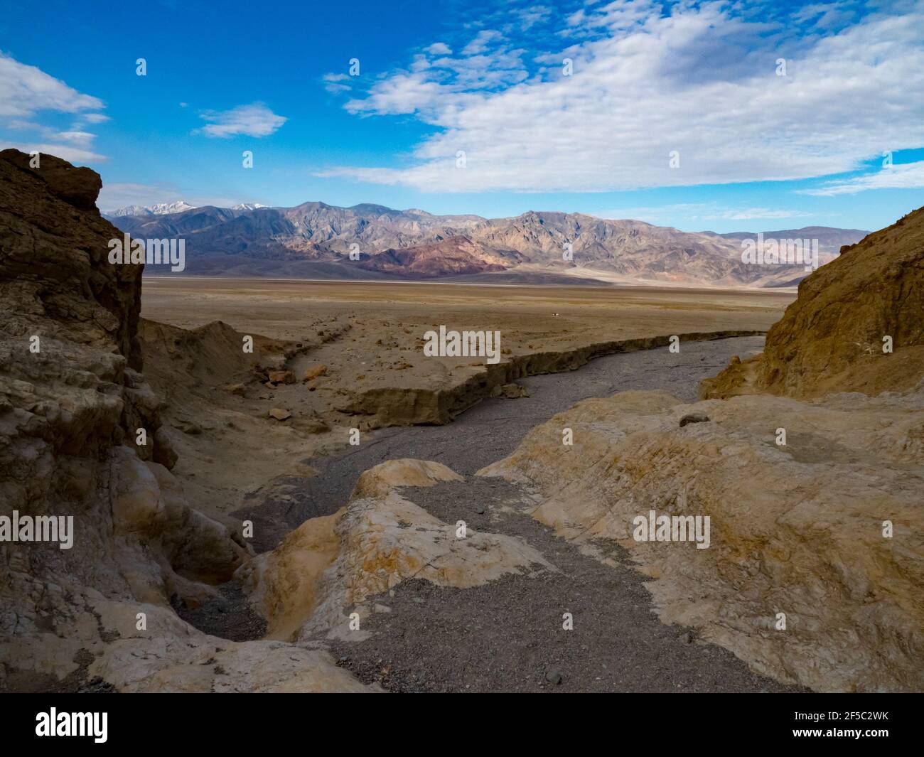 The stunning scenery of the badlands region near Zabriskie point in ...