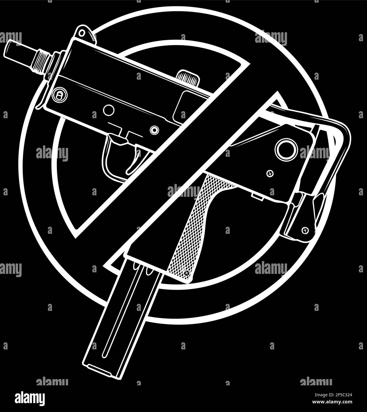 white silhouette of vector illustration no guns or firearms allowed ...