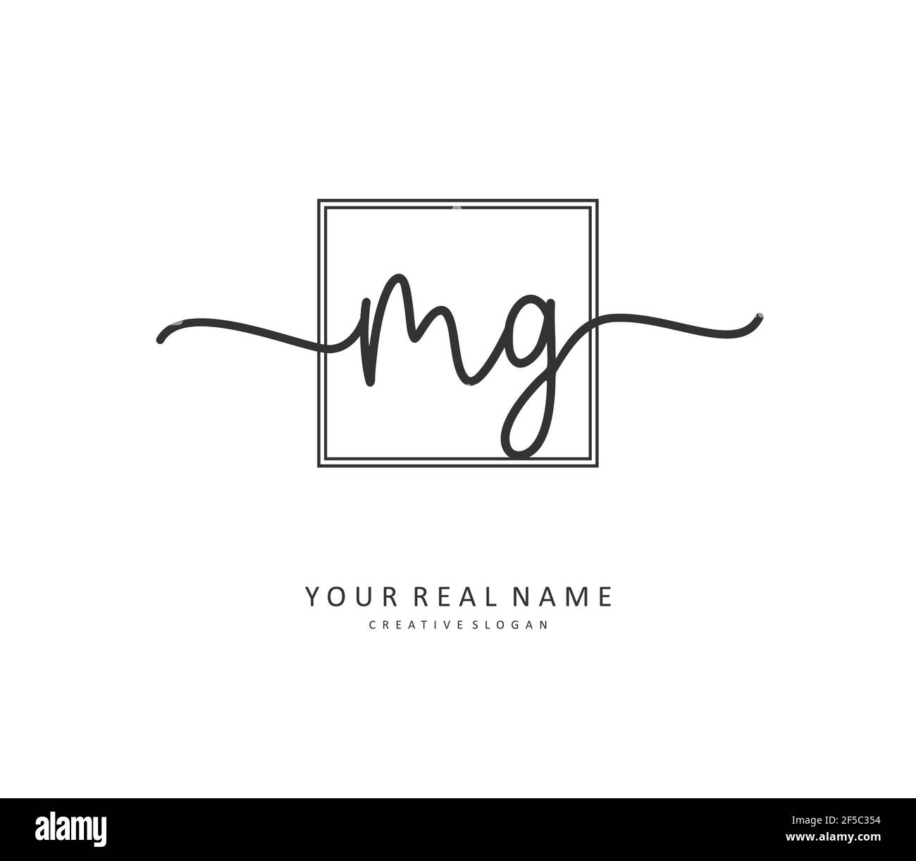 MG Initial letter handwriting and signature logo. A concept handwriting initial logo with ...