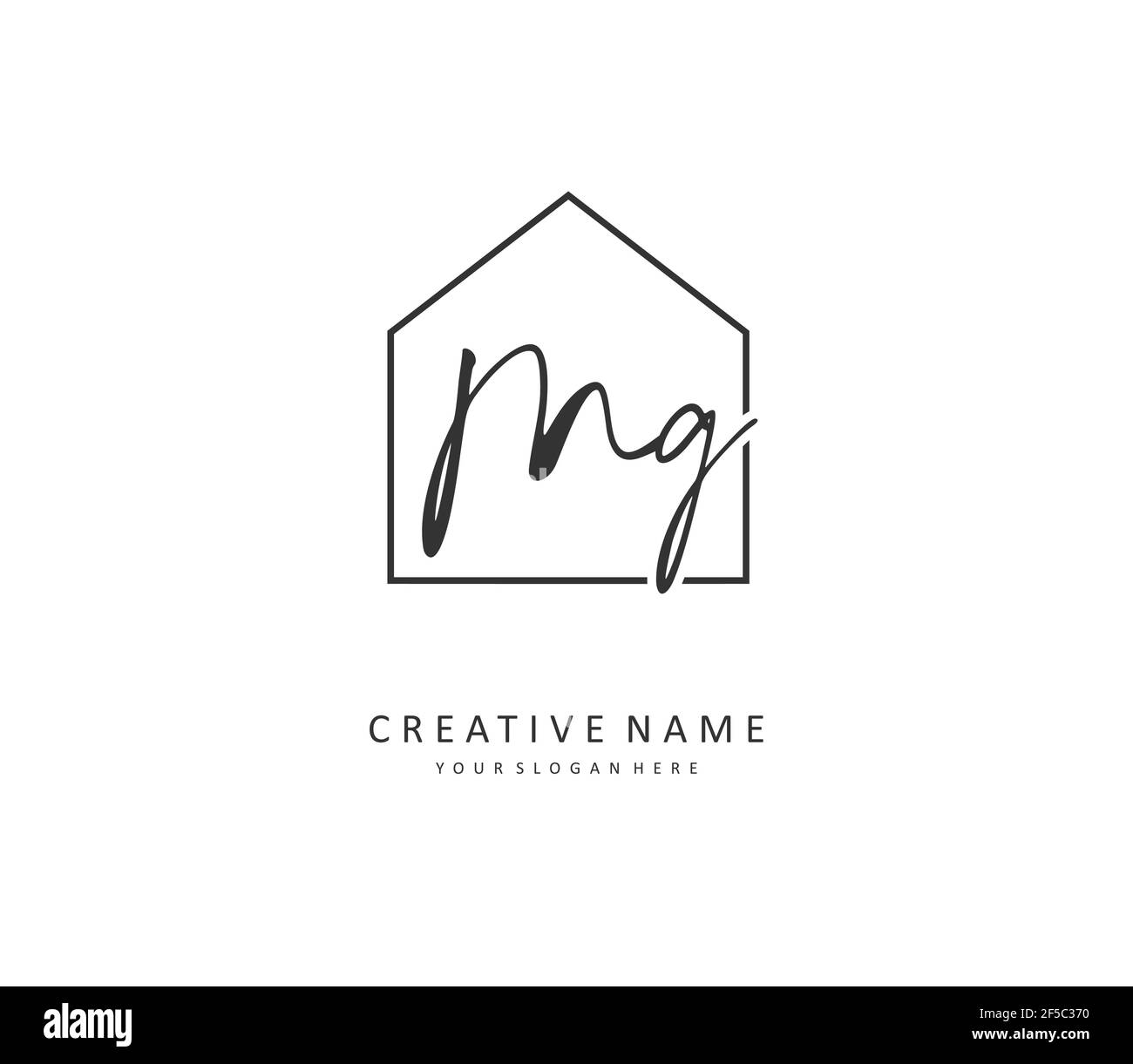 MG Initial letter handwriting and signature logo. A concept handwriting ...