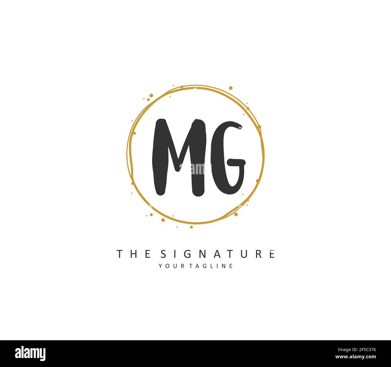 MG Initial letter handwriting and signature logo. A concept handwriting ...