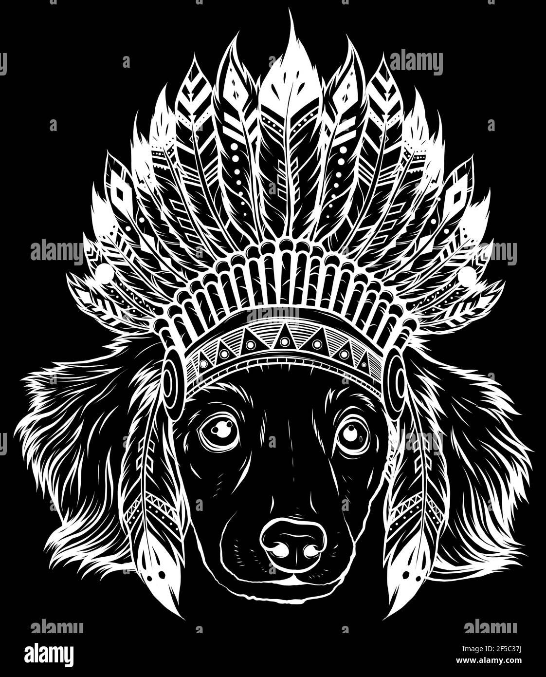 white silhouette of head dog with traditional Indian hat, vector ...