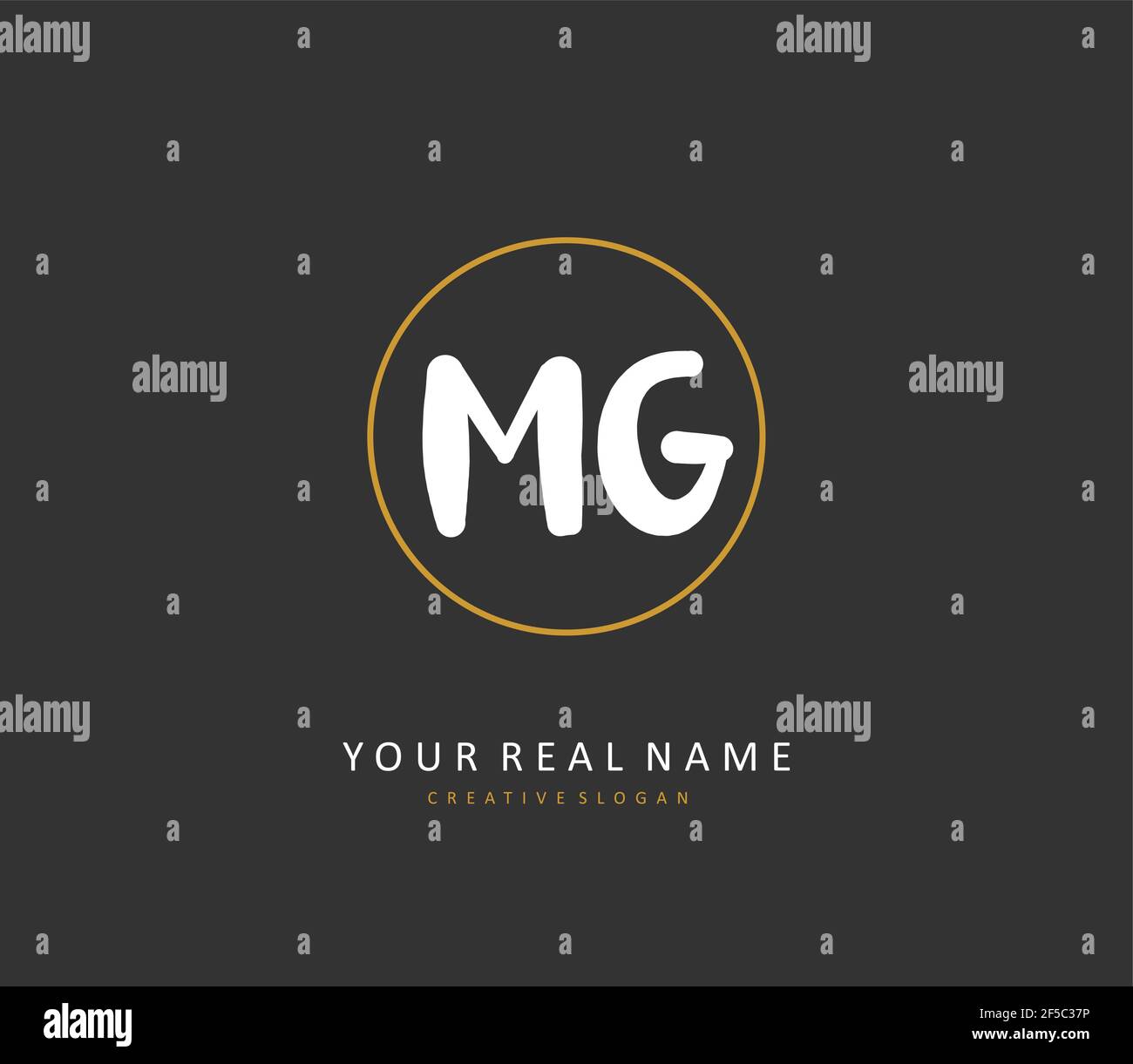 MG Initial letter handwriting and signature logo. A concept handwriting ...