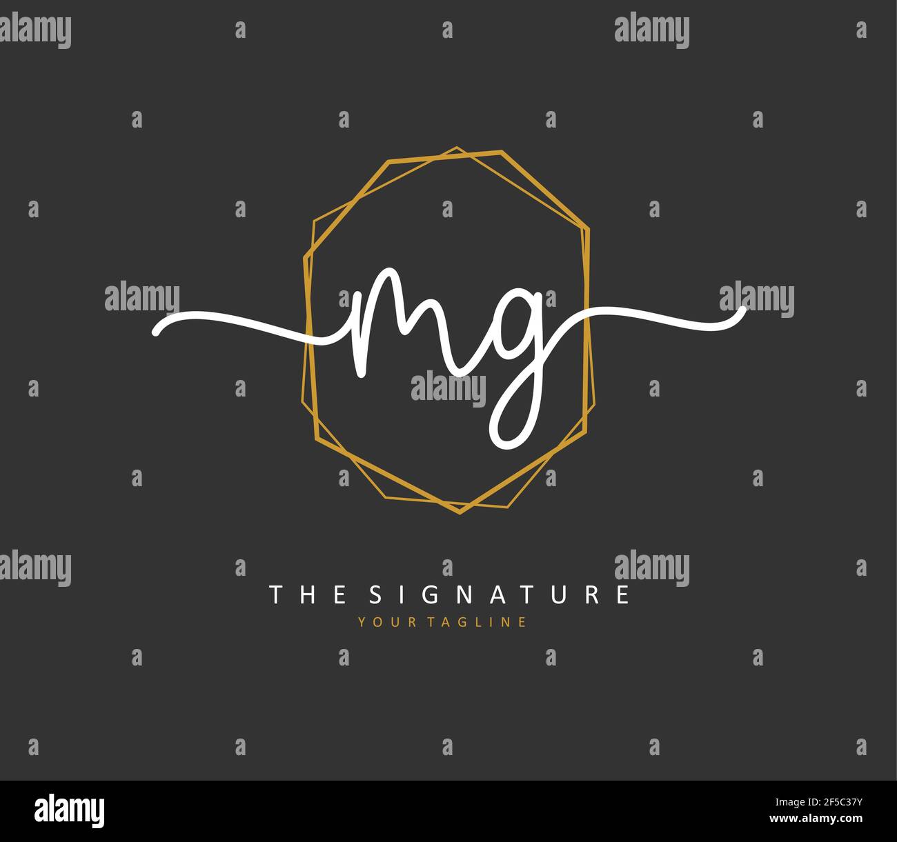 MG Initial letter handwriting and signature logo. A concept handwriting ...