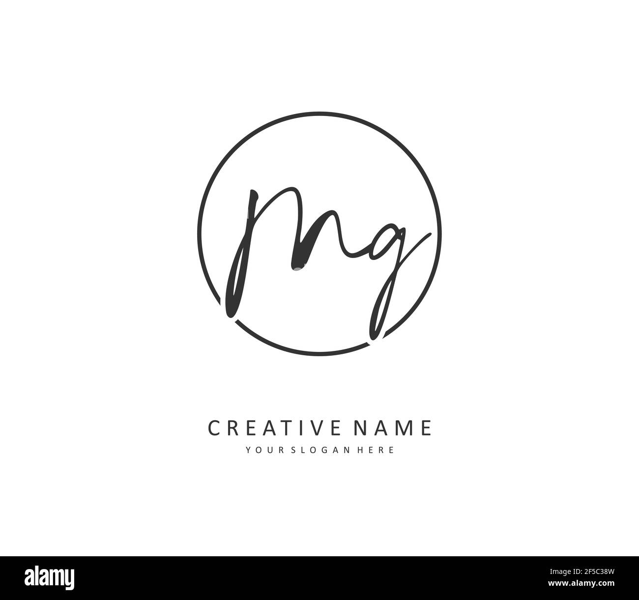 MG Initial letter handwriting and signature logo. A concept handwriting initial logo with ...