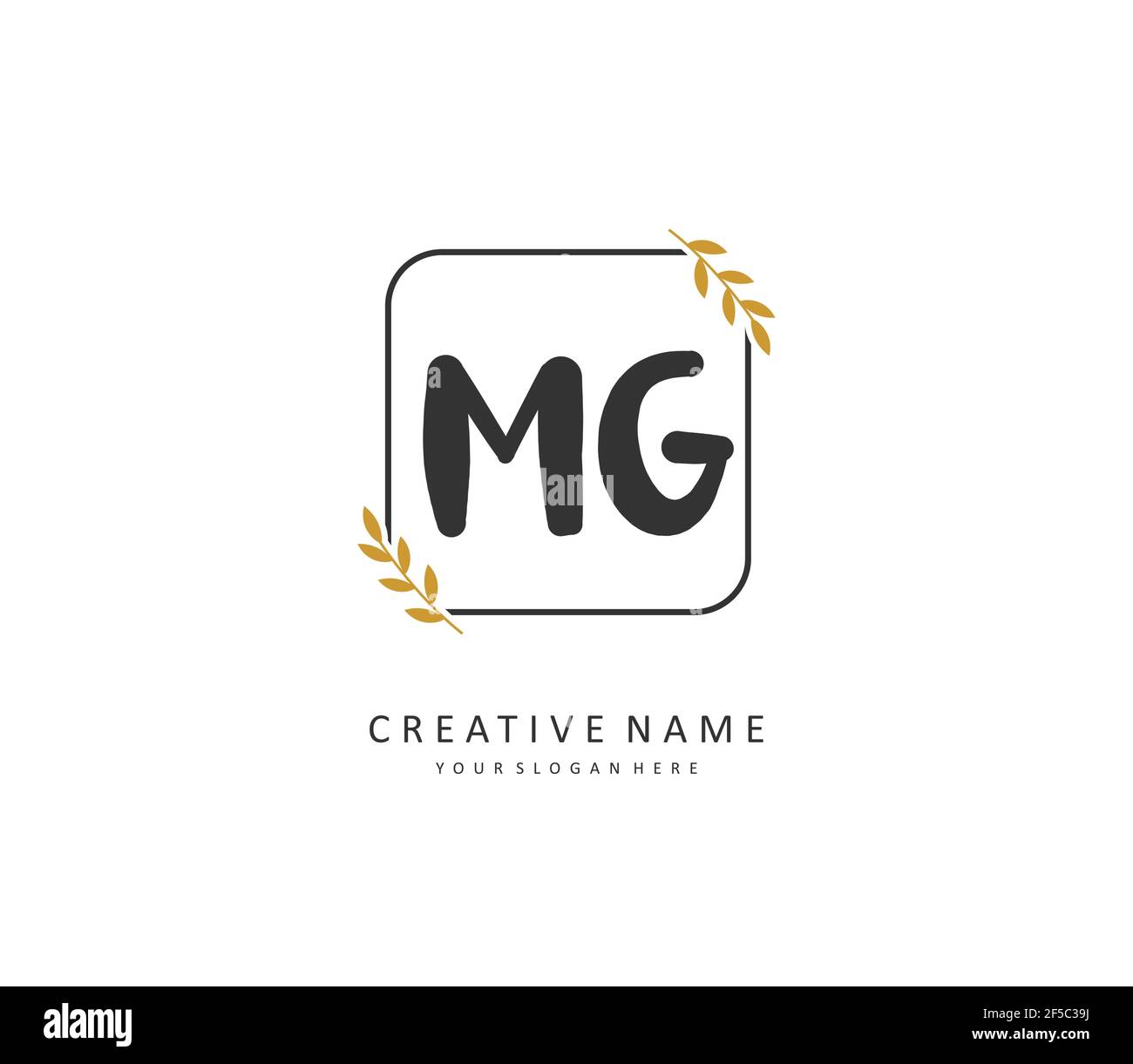MG Initial letter handwriting and signature logo. A concept handwriting ...