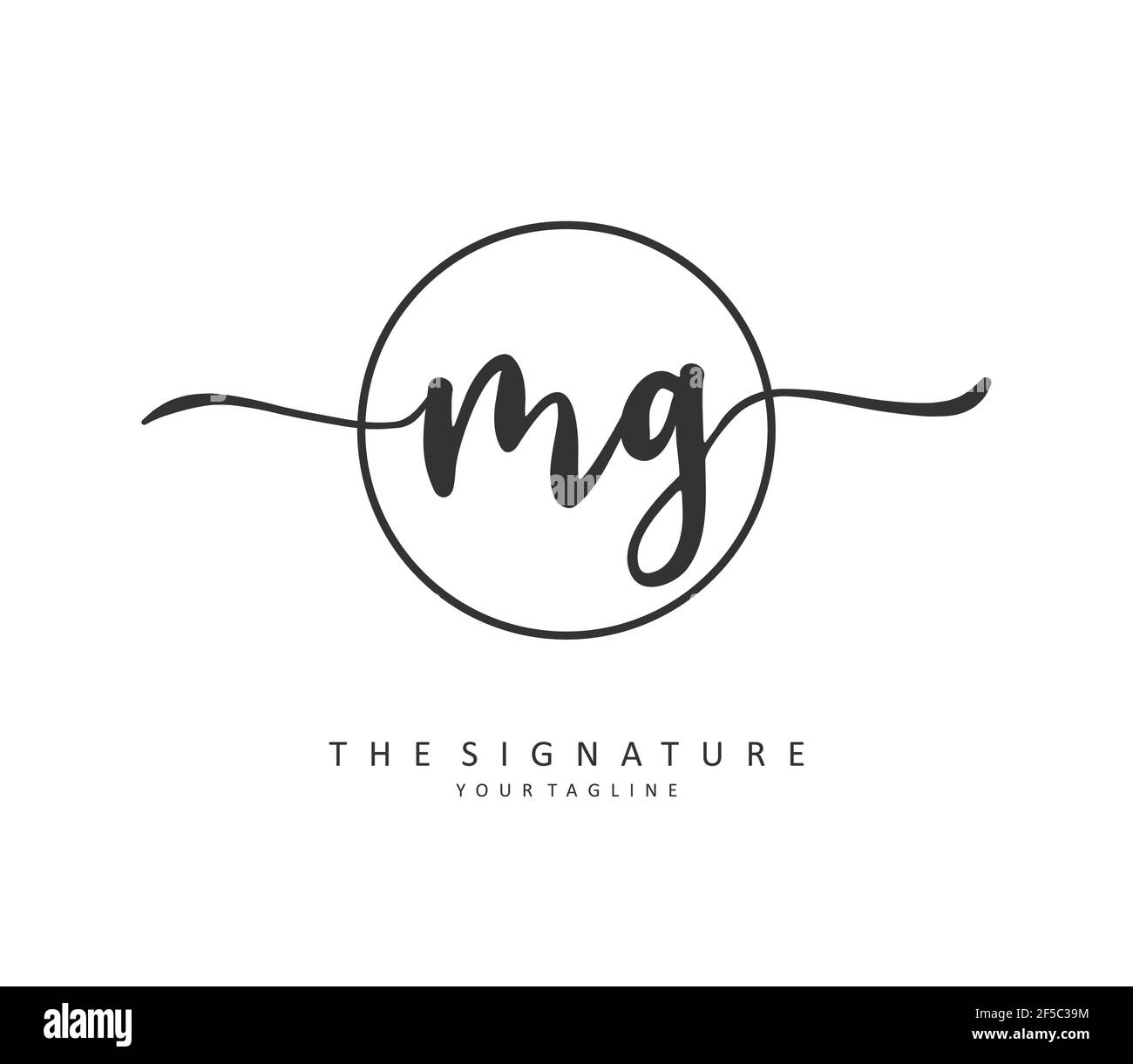 MG Initial letter handwriting and signature logo. A concept handwriting initial logo with ...