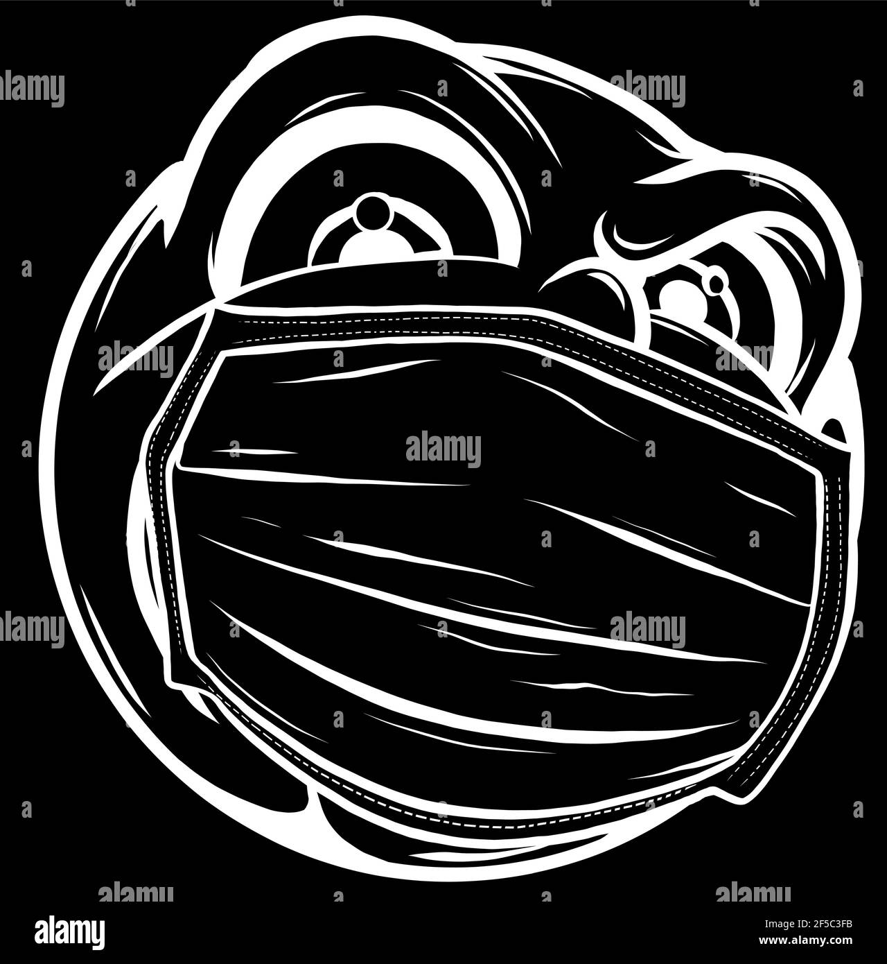 white silhouette of smile Face with Medical Mask cartoon vector ...